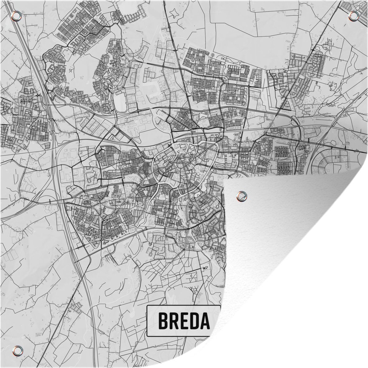 Tuinposters Stadskaart Breda - 50x50 cm - Plattegrond - Tuindoek | bol.com