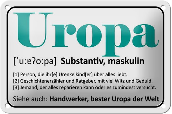 Blechschild Spruch 18x12cm Uropa Handwerker bester Uropa | bol