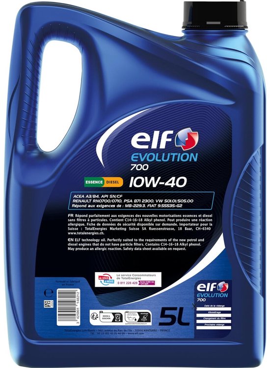 Car Motor Oil Elf Evolution 700 10W40 5 L | bol