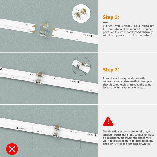 Soldeervrije Connector Set voor RGBIC COB-LEDstrips - 3-polige ...