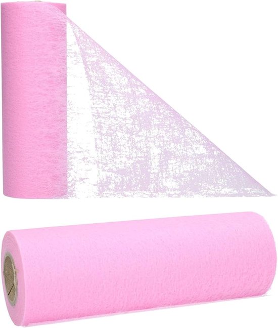 Vlies tafelband tafelloper - feestelijk roze - 1 rol - fleece - 23cm ...