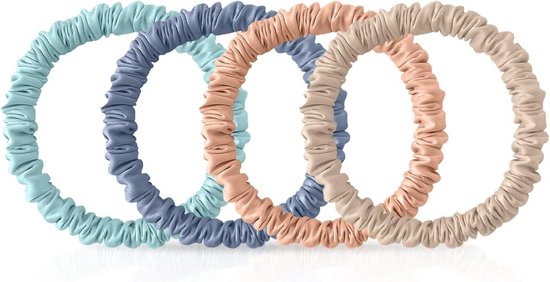 Set van 4 Zijden Haarelastiekjes & Haarbanden - Anti-Kroes Zonder ...