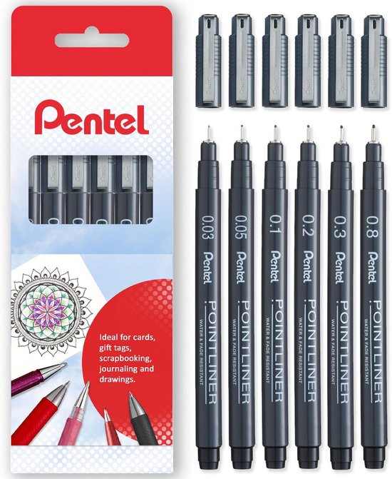 Set van 6 Pigment Liner Tekeningen Fineliners voor Technische ...