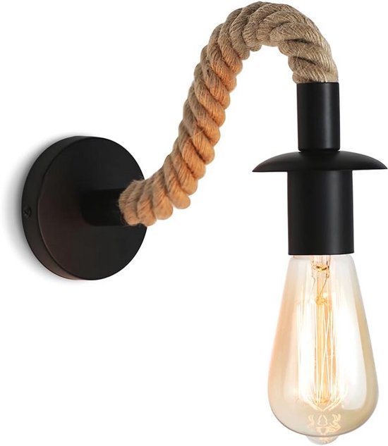 Industriële Vintage Wandlamp van Henneptouw voor Loft, Hal of ...