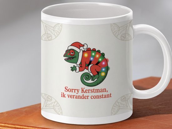 Mok Sorry Kerstman Kameleon Kerstverlichting, Humor Mok, Feestdagen mok ...