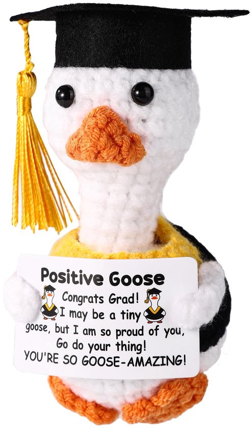 Positive Goose, Graduation Goose Crochet Emotional Support Animals ...