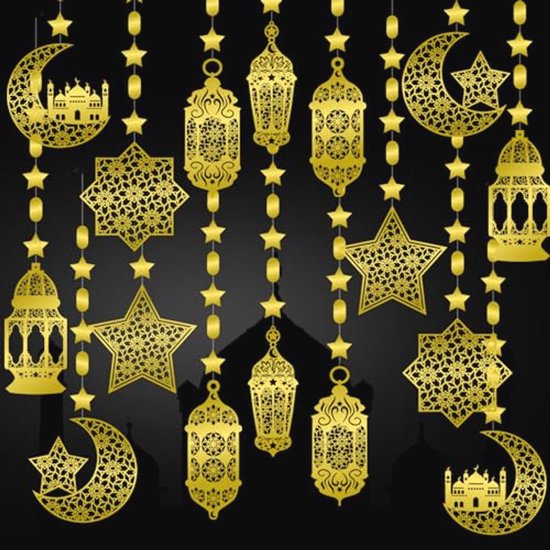 Eid Decoraties Slinger voor Ramadan - Glanzende Gouden Ster en Maan ...