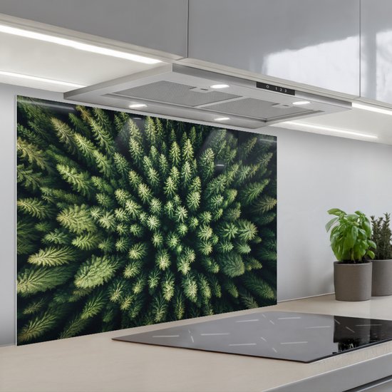 Spatscherm 90x60 cm - Zelfklevende achterwand Bomen - Naaldwoud ...