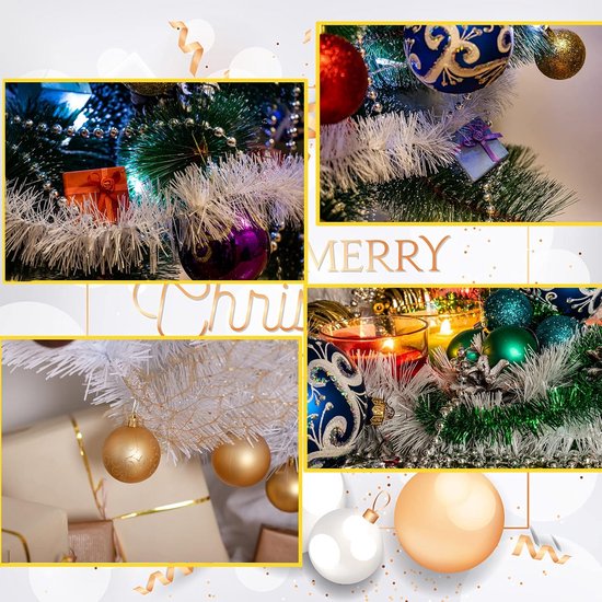 Witte Lametta Slinger voor Kerstboom en Feestelijke Decoratie, 10 Meter ...