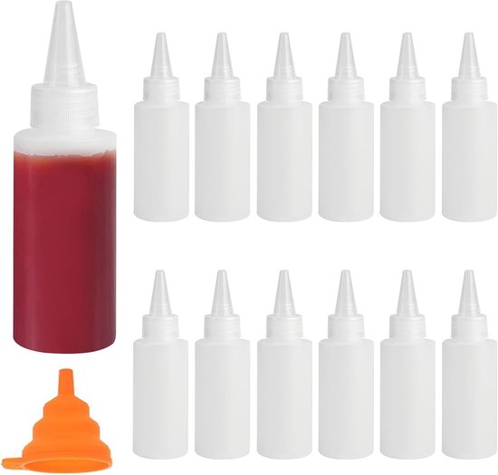 Famanu – Knijpfles set van 12, 100 ml, kunststof doseerflessen voor ...