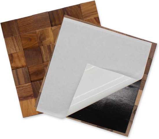 Zelfklevende 3D Houten Wandpanelen Walnoot 30x30 cm Moderne ...