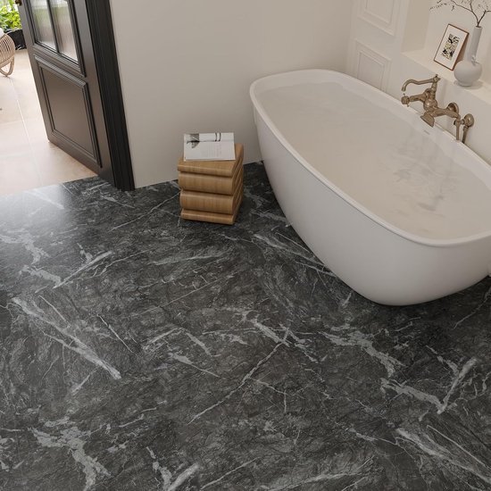 Zelfklevende Vloertegels Imitatie Marmer Vintage Zwart - Waterdicht en ...