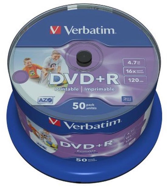 DVD + R 4.7GB - 16x Snelheid, Bedrukbaar - 50 Stuks Spindle | bol