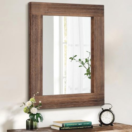 Rustic Rectangular Wall Mirror 45x65cm - Vintage Wooden Frame Decor | bol
