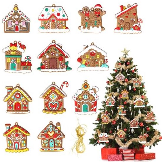 12 décorations pour sapin de Noël, maison en pain d'épice, décorations ...