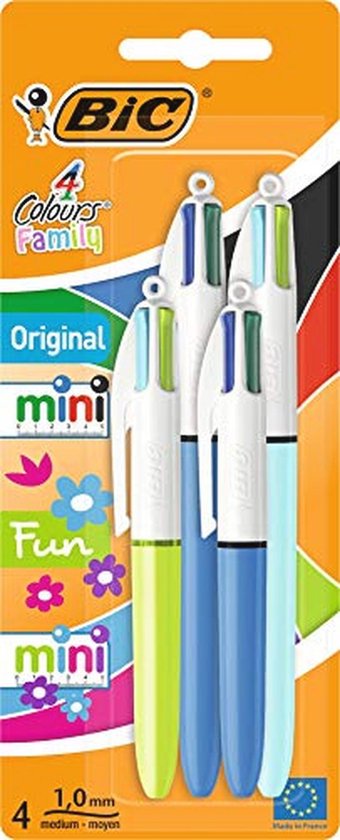 BIC 4 Colors Family Pen Pack - Variety Pack of 4 Pens Total (2 Original ...