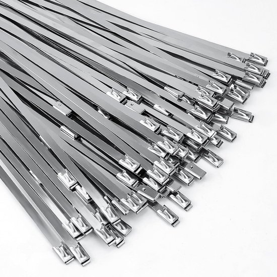 100x RVS Kabelbinders 300mm Zelfborgend - Sterke Metalen Kabelbinders ...