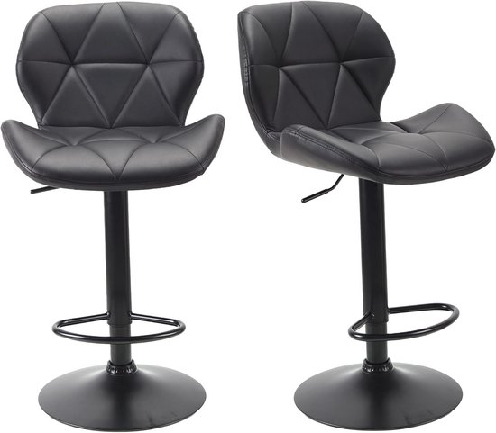 Set van 2 Moderne Barkrukken met Rugleuning en Draaifunctie - In Hoogte ...