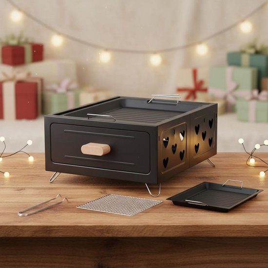Draagbare houtskoolgrill voor camping en picknick - Mini tafelgrill en ...