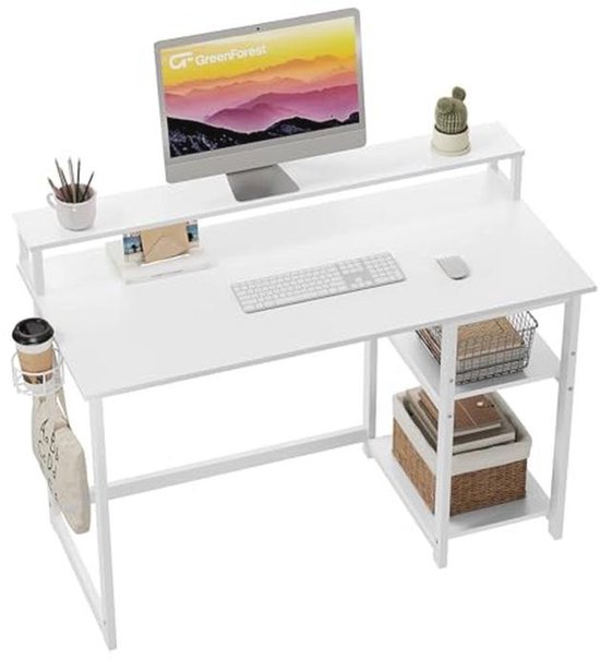 Computer Bureau met Volledig Beeldscherm en Opbergplanken - 120cm ...