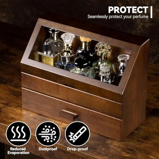 Parfum Organizer Heren – Houten Geurdisplay Met Lade – Stofdichte ...