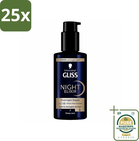 25 x Gliss - Haarserum - Night Elixer Overnight Repair - Herstel van ...