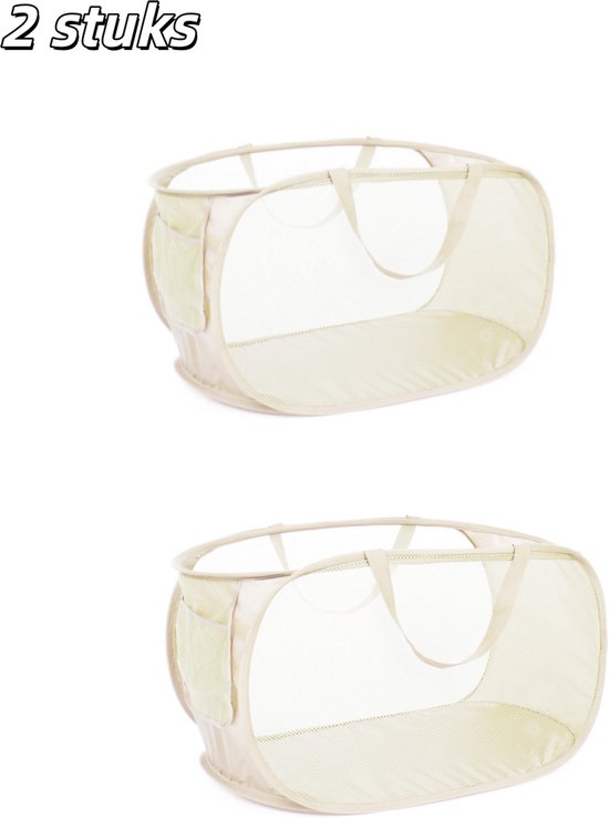 2 stuks - Wasmand - Gaas, opvouwbaar - Met zijvakken - Met verstevigde ...