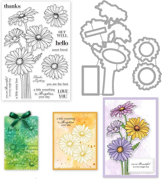 Siliconen Clear Stempel en Snijmallen Set voor Kaarten Maken Bloem DIY ...