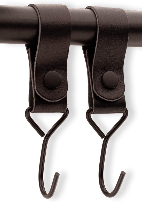 Multifunctionele Kapstokhaak met Echt Leer - Zwart | bol