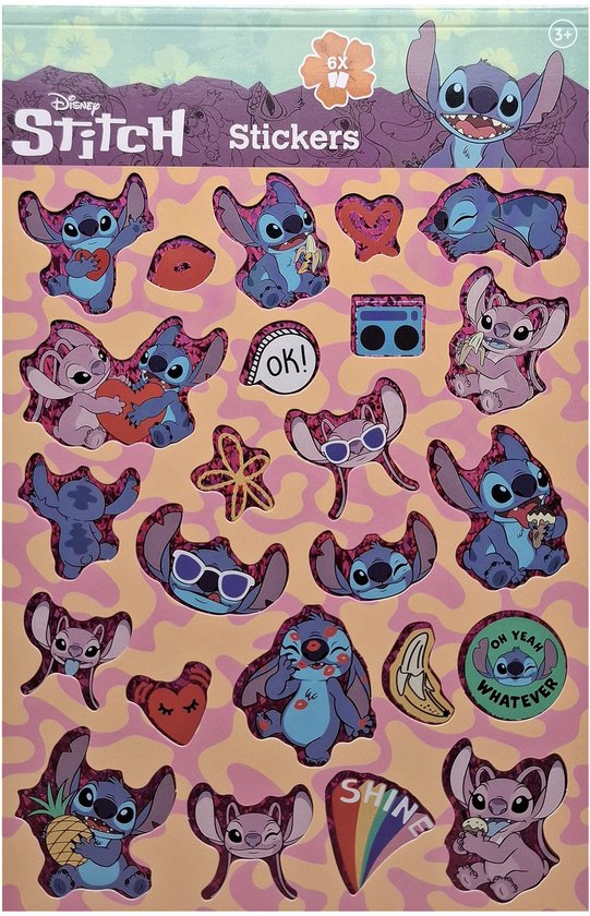 Disney Stitch - 6 vellen vol met stickers! - +/- 100 stickers ...