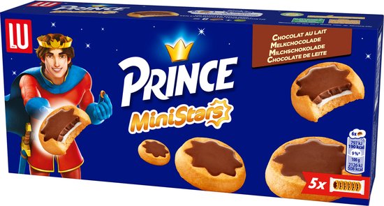Prince Mini Stars koekjes - melkchocolade vulling - 5 pakjes 16 x 187 g ...
