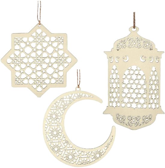 Famanu – Houten slinger herbruikbaar - 6 stuks - lantaarn - maan - ster ...