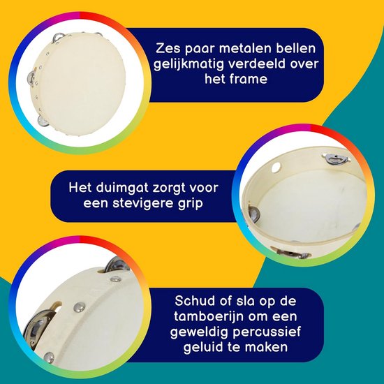 Houten Tamboerijn 10 Inch - Traditionele Enkele Met Jingles | bol