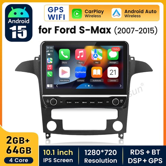 Junsun Android 15 Autoradio Voor Ford S-Max WA6 2007-2015 ,2GB+64GB ...