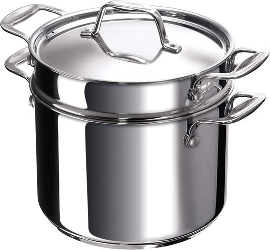 Roestvrijstalen Pastafun 24 cm - Grote Pasta Pan met Deksel voor Alles ...