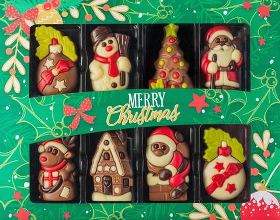 Kerst Chocolade Reliefs 80g – 8 Chocolade Kerstfiguren van Fijne ...