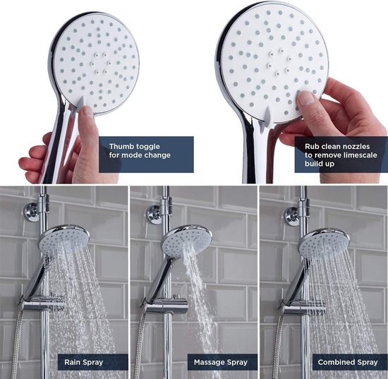 Bristan Buzz2 Safetouch Stijve Riser Bar Mixer Douche, Chrome | bol