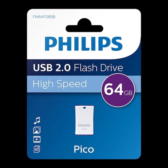 Philips 64GB mini USB Stick Pico 2.0 Edition wit | bol