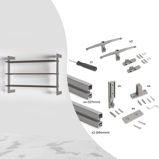Emuca Kit van Zero modulaire frame kit met muurbevestiging, Aluminium ...
