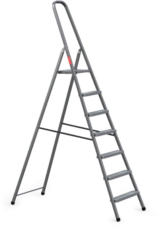 Baulich Stalen ladder met 7 treden - antislip treden en platform ...
