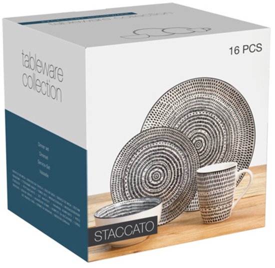 Excellent Houseware Servies set Dots - 16-delig - wit - porselein ...