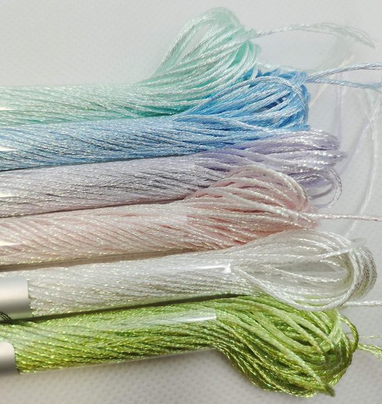6-Strand Metallic Variegated Pearl Shiny Embroidery Floss voor Cross ...