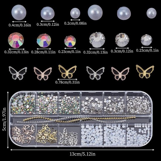 EGoods - Acryl Nagel Hanger Met Vlinderdas en Edelstenen voor Nail Art ...