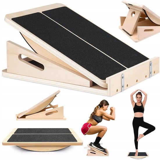 Balans Board - 2-in-1 Houten Wipplank - 4 Hoekstanden & 150kg ...