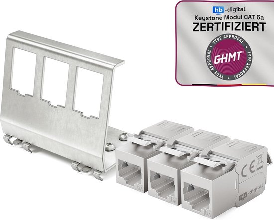 Set van 3 CAT.6a Keystone RJ45 Modules met DIN-railadapter voor ...