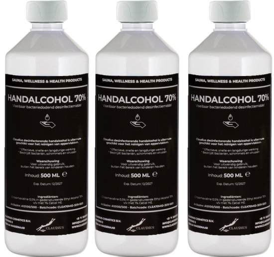 Handalcohol spray 70% - 500 ml met dop - set van 3 stuks | bol