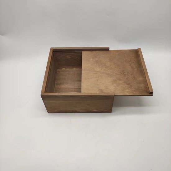 Houten doos - 20x20x10 cm - Massief houten opbergdoos met schuifdeksel ...
