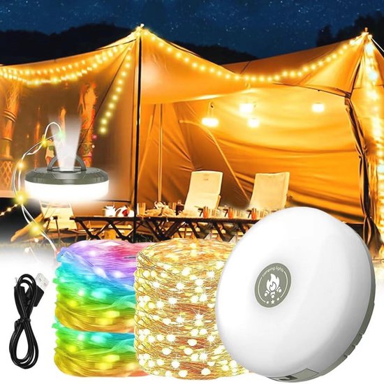 Draagbare Campinglamp met USB en LED String Lights - 10 Meter | bol