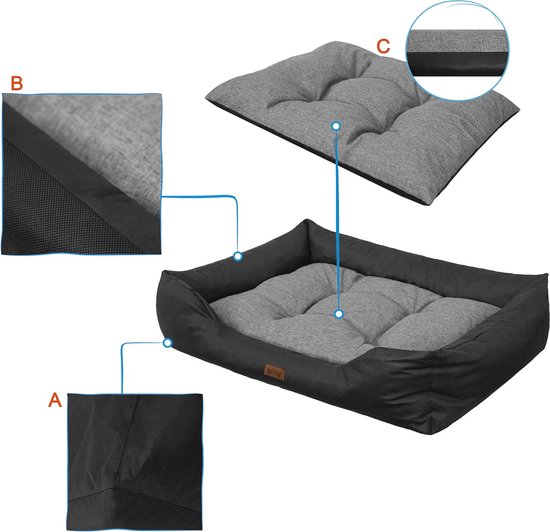 Hondenbed XL met verhoogde randen en eenvoudig te reinigen linnenlook ...
