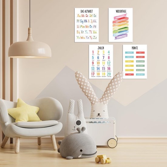 Ensemble d'affiches ABC A4 de 8 pour enfants - Leerposters, Affiches ...